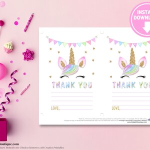 Unicorn Thank You Cards | Fill in the Blank Thank You Tags | Unicorn ...