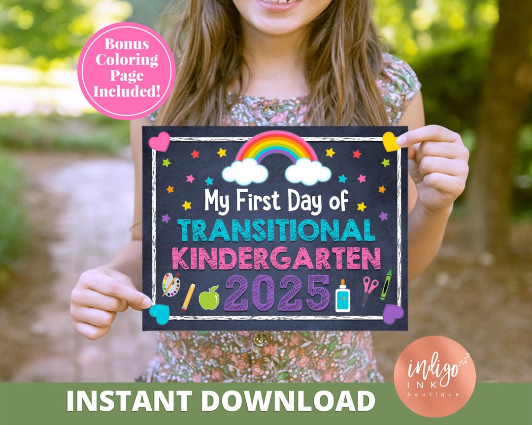 First Day of Transitional Kindergarten Chalkboard Sign | First Day of ...