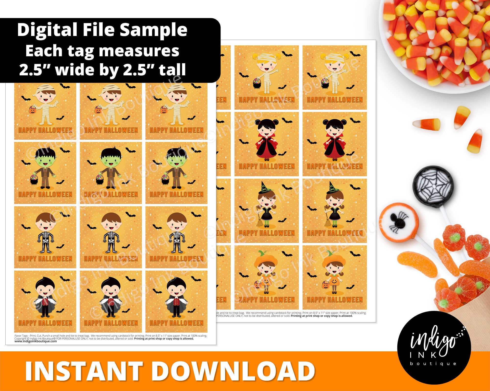 Halloween Favor Tags for Kids INSTANT DOWNLOAD Halloween Bag | Etsy
