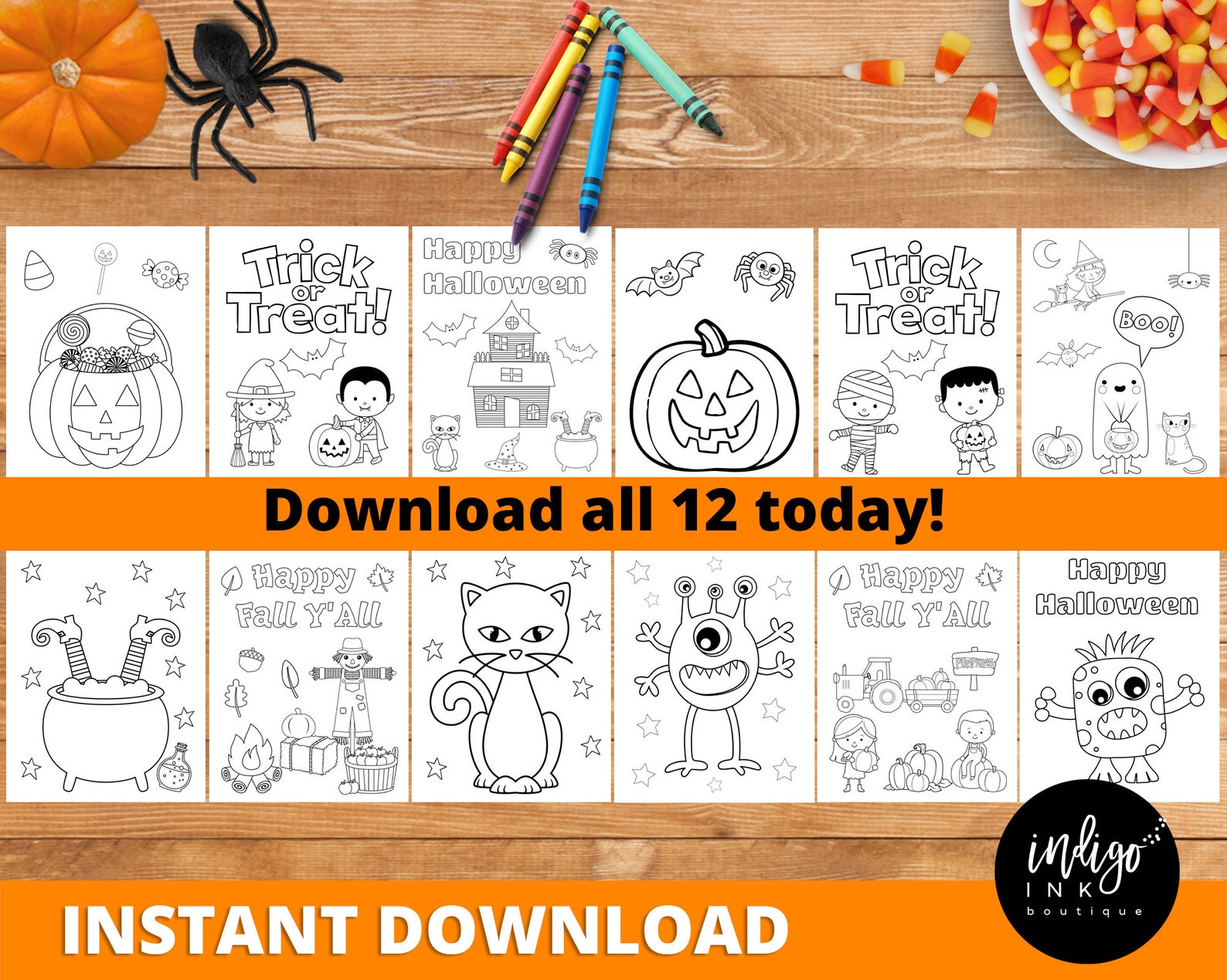 Halloween Activity Kids Coloring Book INSTANT DOWNLOAD - Etsy