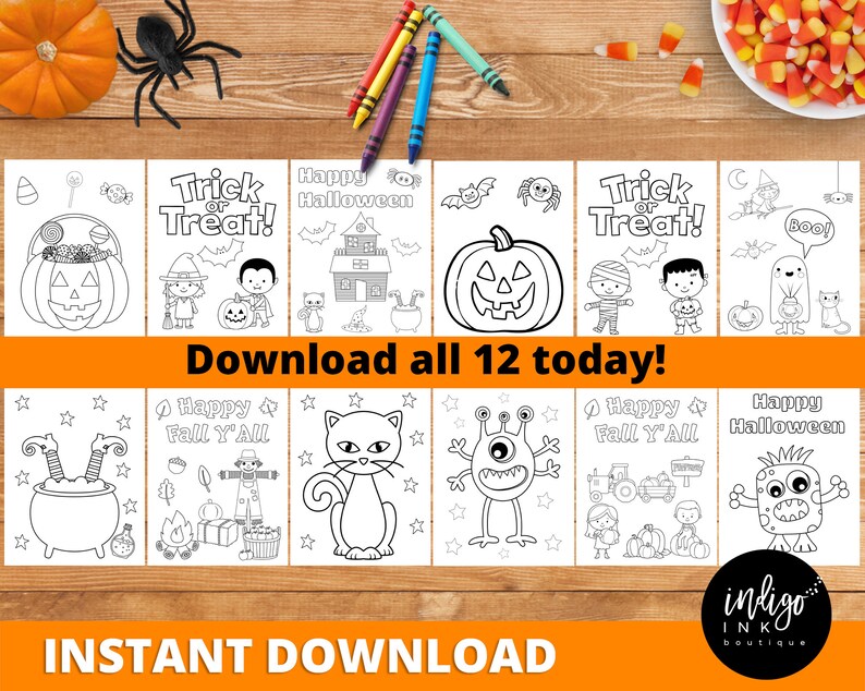 Halloween Activity Kids Coloring Book INSTANT DOWNLOAD - Etsy