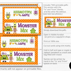 Monster Bag Toppers | Halloween Printable Monster Tags | Halloween Bag ...
