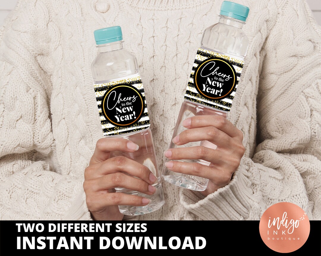 New Years Water Bottle Labels INSTANT DOWNLOAD | Cheers to the New Year ...