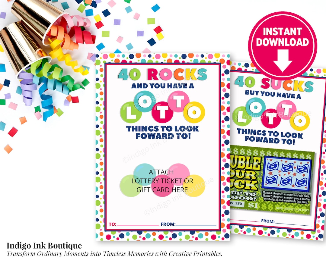 40th Birthday Lottery Ticket Holder INSTANT DOWNLOAD | 40 Rocks Lottery ...