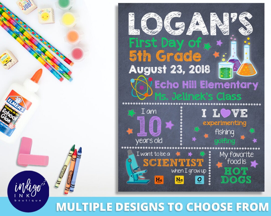 Science First Day of School Sign | Custom Chalkboard Sign | 1st Day of ...