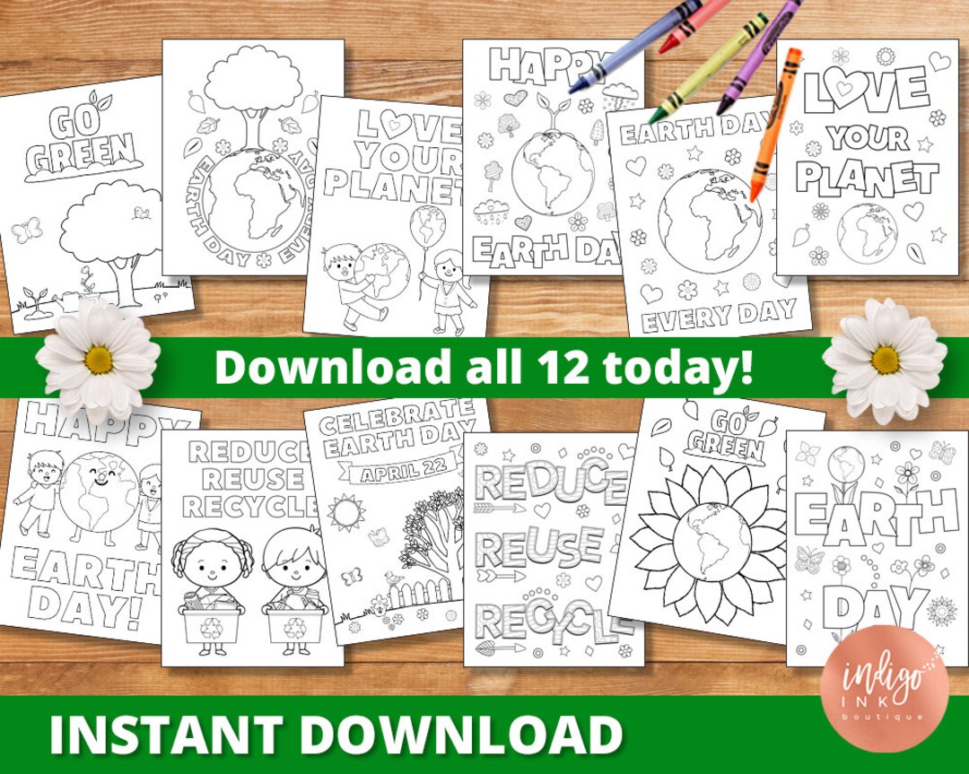 Earth Day Coloring Pages INSTANT DOWNLOAD | Earth Day Activities | Kids ...
