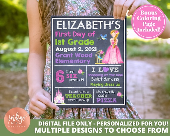 First Day of School Custom Chalkboard Sign | 1st Day of School ...