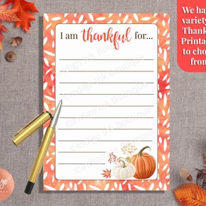 I Am Thankful for Gratitude Card | Thanksgiving Thanks INSTANT DOWNLOAD ...
