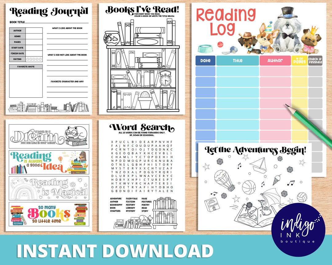 Kids Reading Log Bundle INSTANT DOWNLOAD | Kids Reading Chart | Book ...