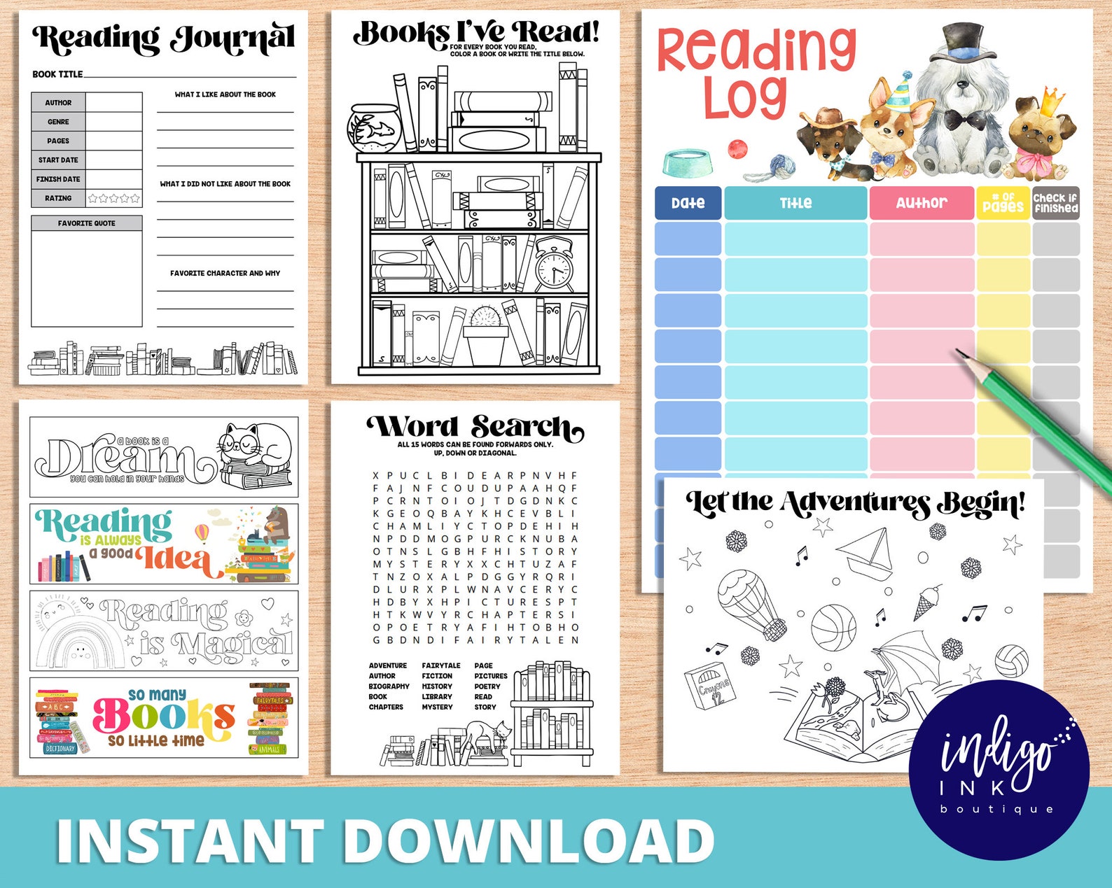 Kids Reading Log Bundle INSTANT DOWNLOAD Kids Reading Chart - Etsy