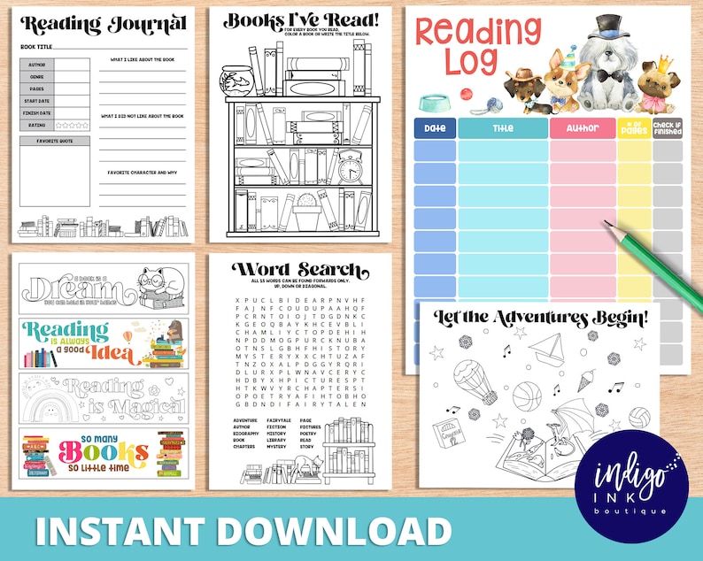 Kids Reading Log Bundle INSTANT DOWNLOAD Kids Reading Chart - Etsy