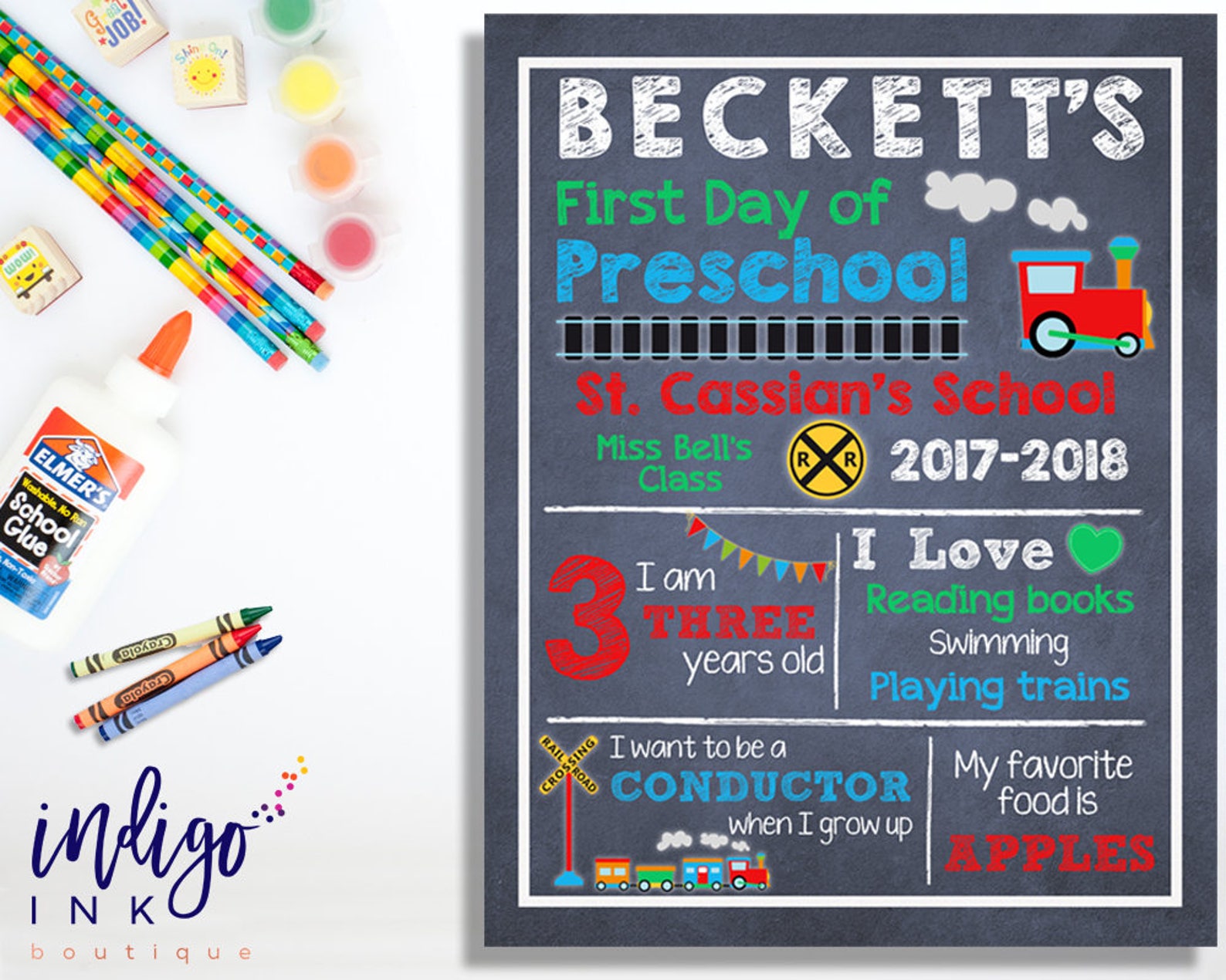First Day of School Sign Custom Chalkboard DIGITAL DOWNLOAD | 1st Day ...