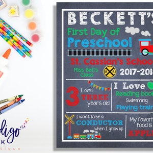 First Day of School Sign Custom Chalkboard DIGITAL DOWNLOAD | 1st Day ...