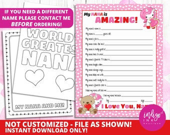 All About Grandma Fill in the Blank Mothers Day Gift INSTANT | Etsy