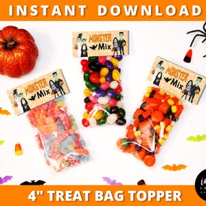Monster Tags Party Bag Topper | Halloween Bag Topper | Halloween Treat ...