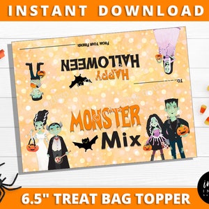 Halloween Bag Topper | Printable Halloween Treat Bag Toppers | Monster ...