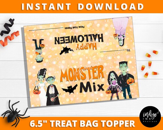 Halloween Bag Topper | Printable Halloween Treat Bag Toppers | Monster ...