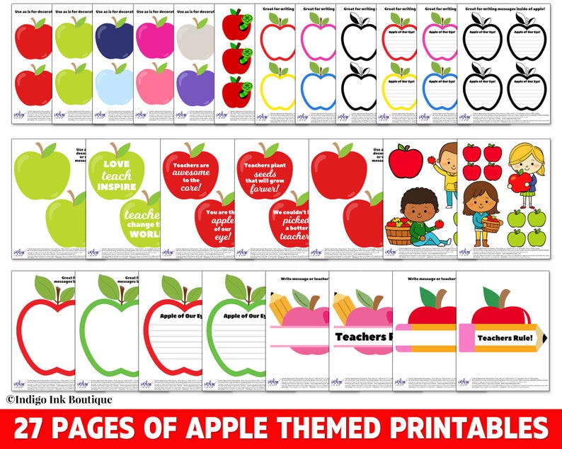 Teacher Appreciation Week Greatest Teacher Apple Printables | Etsy