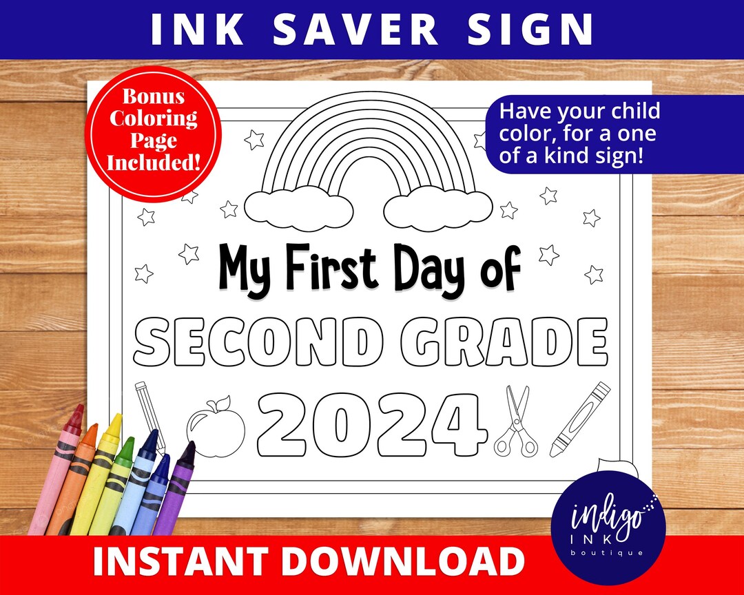 First Day of Second Grade Printable School Sign INSTANT DOWNLOAD | 1st ...
