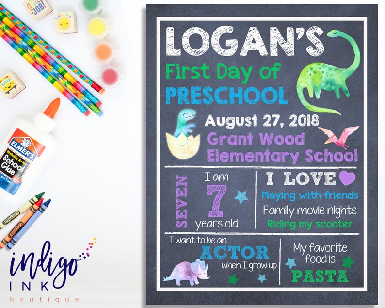 First Day of School Sign Custom Chalkboard DIGITAL DOWNLOAD | 1st Day ...