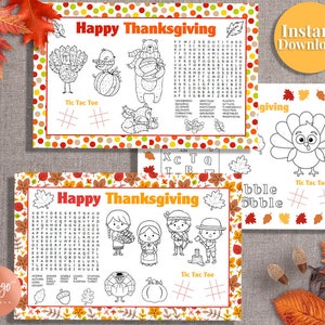 Thanksgiving Kids Placemat | Kids Thanksgiving Place Mat | Thanksgiving ...