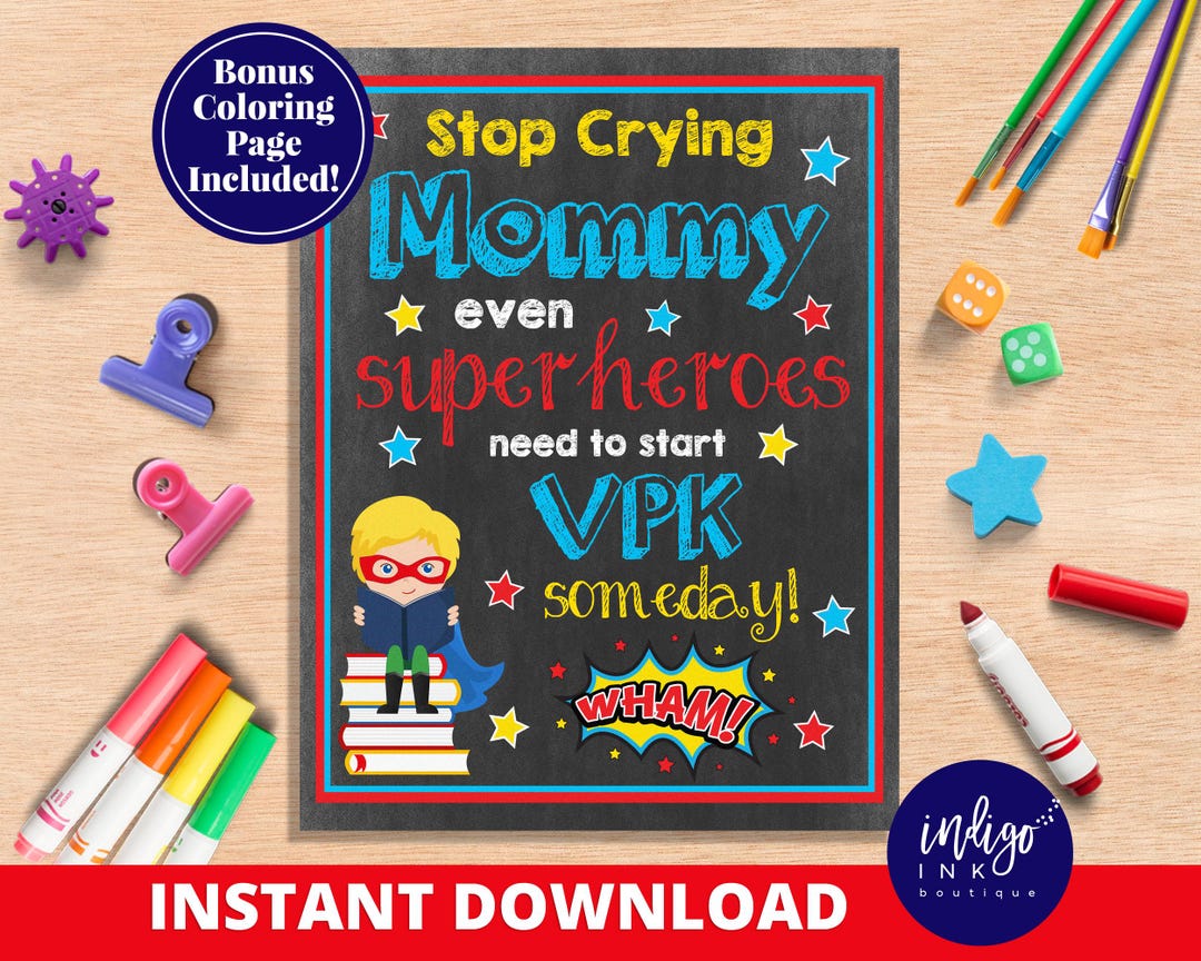 1st Day of VPK Chalkboard Sign INSTANT DOWNLOAD Back to School Sign ...