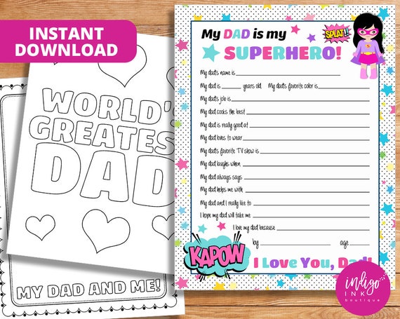 All About My Dad Printable Fill in the Blank Superhero Print | Fathers ...