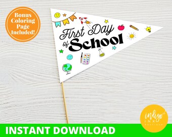 First Day of School Printable Pennant Flags for Kids Back to School ...
