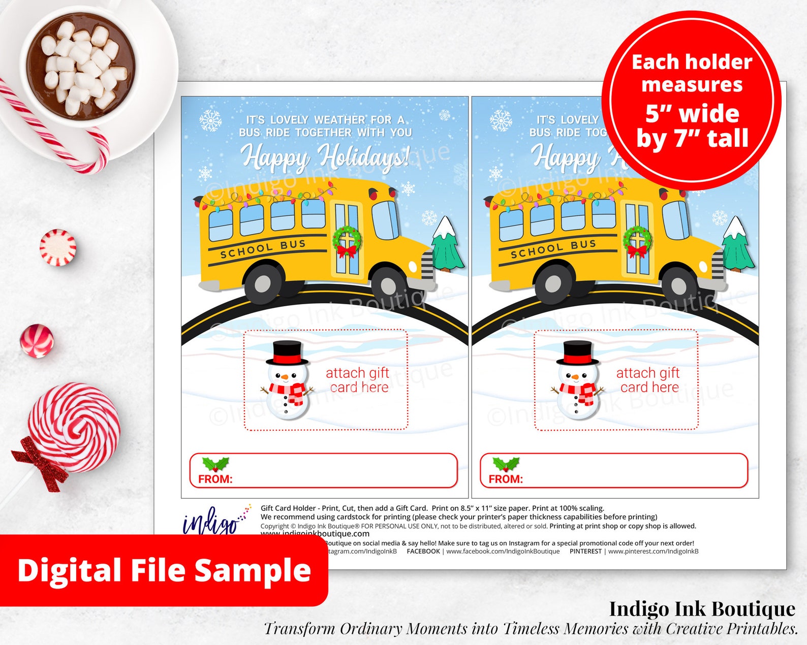 Bus Driver Gift Card Holder INSTANT DOWNLOAD School Bus Aide - Etsy