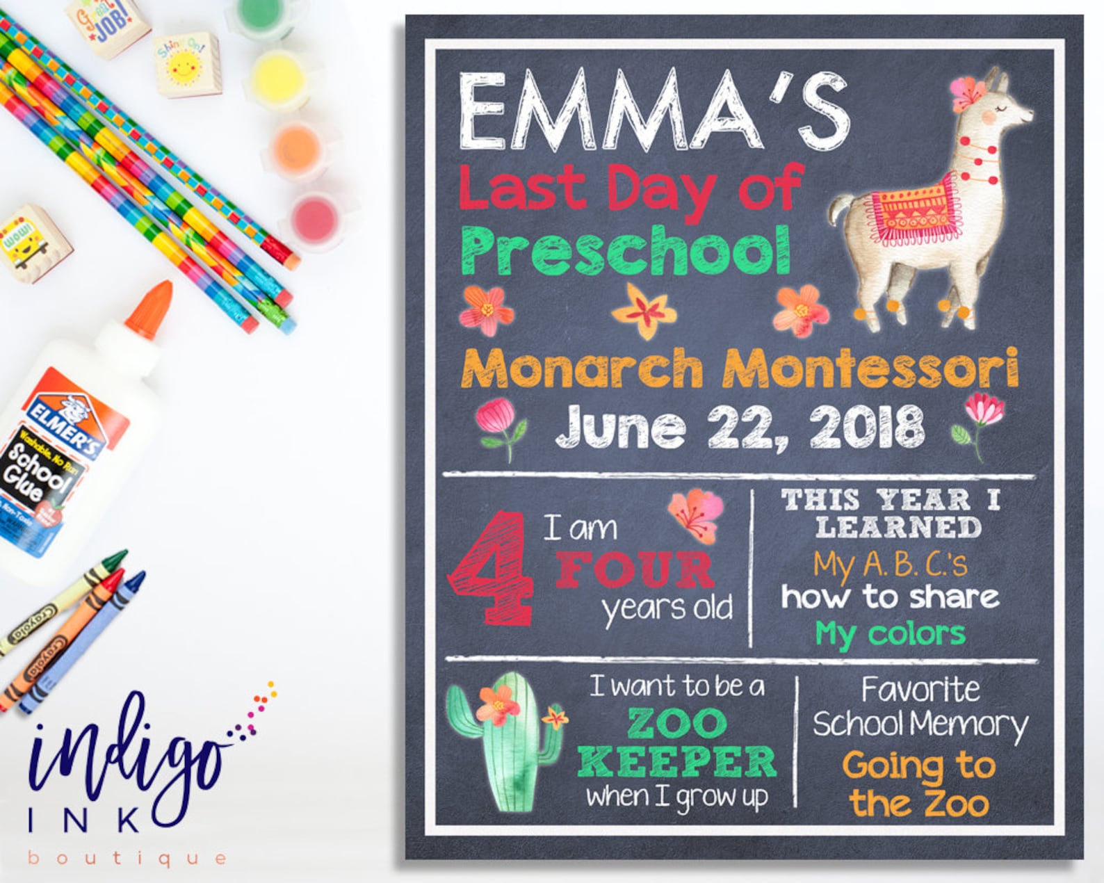 Last Day of School Sign DIGITAL DOWNLOAD | Custom Chalkboard Graduation ...