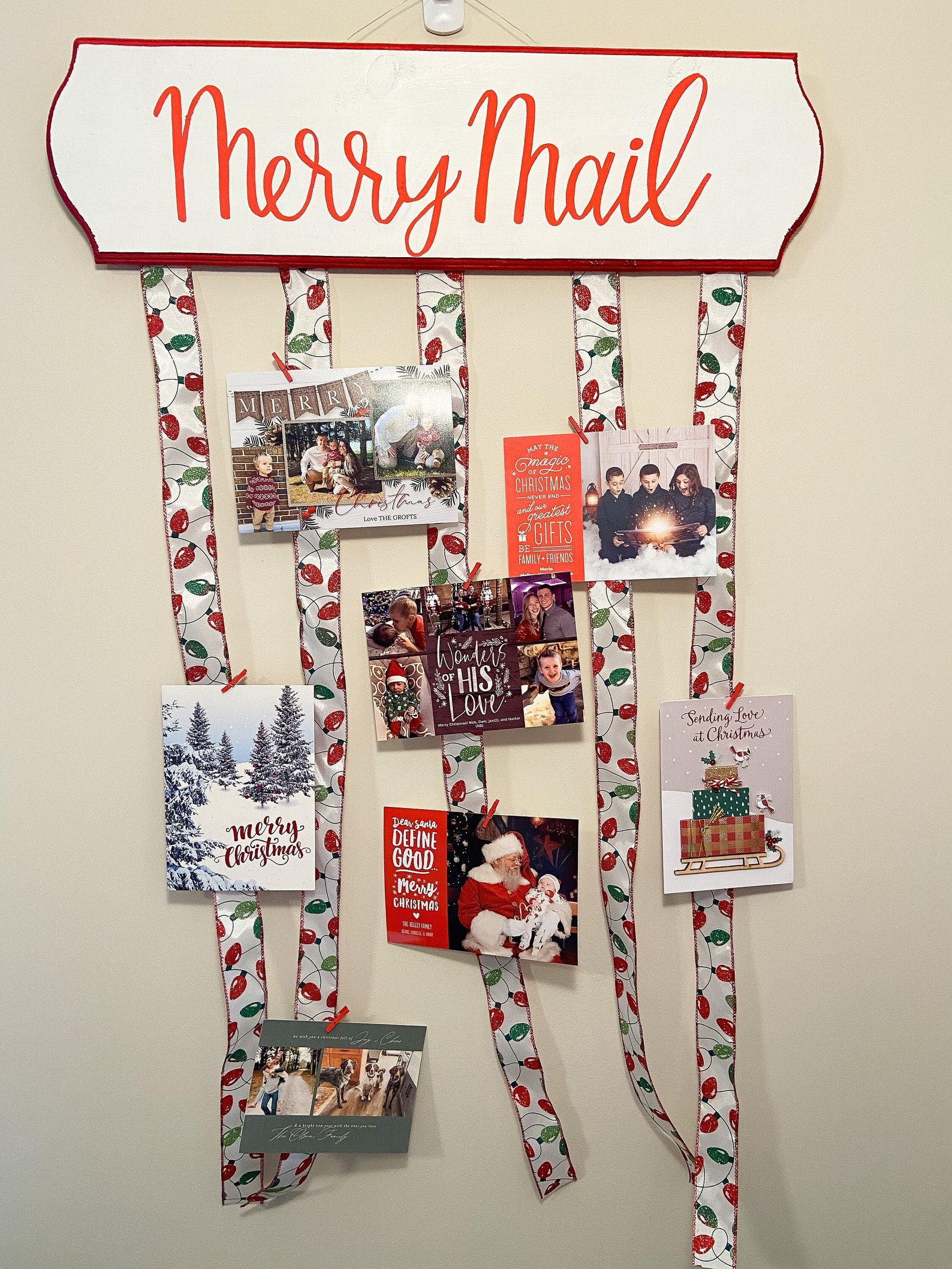 Christmas Card Display Merry Mail Sign Holiday - Etsy