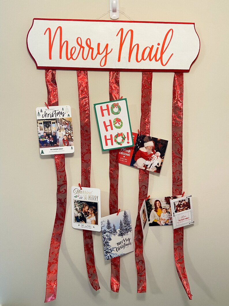 Christmas Card Display Merry Mail Sign Holiday - Etsy