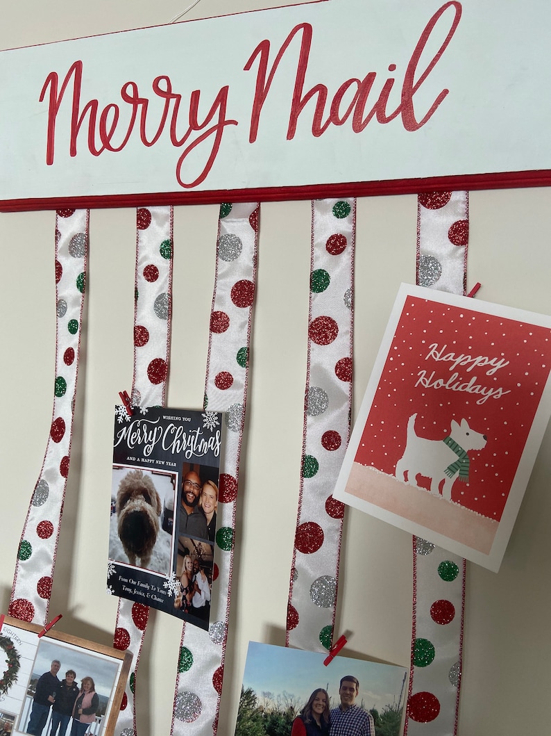 Christmas Card Display Merry Mail Sign Holiday | Etsy