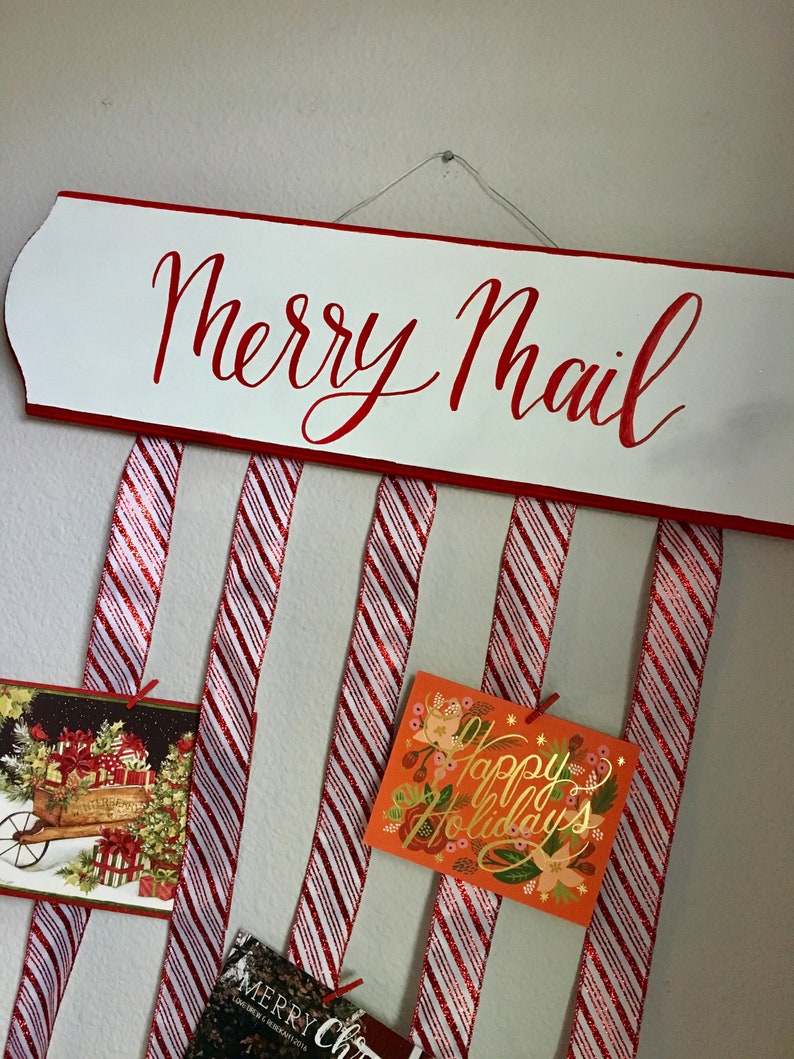 Christmas Card Display Merry Mail Sign Holiday | Etsy