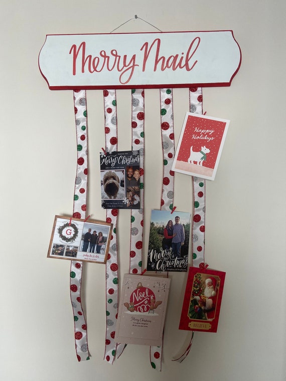 Christmas Card Display Merry Mail Sign Holiday | Etsy