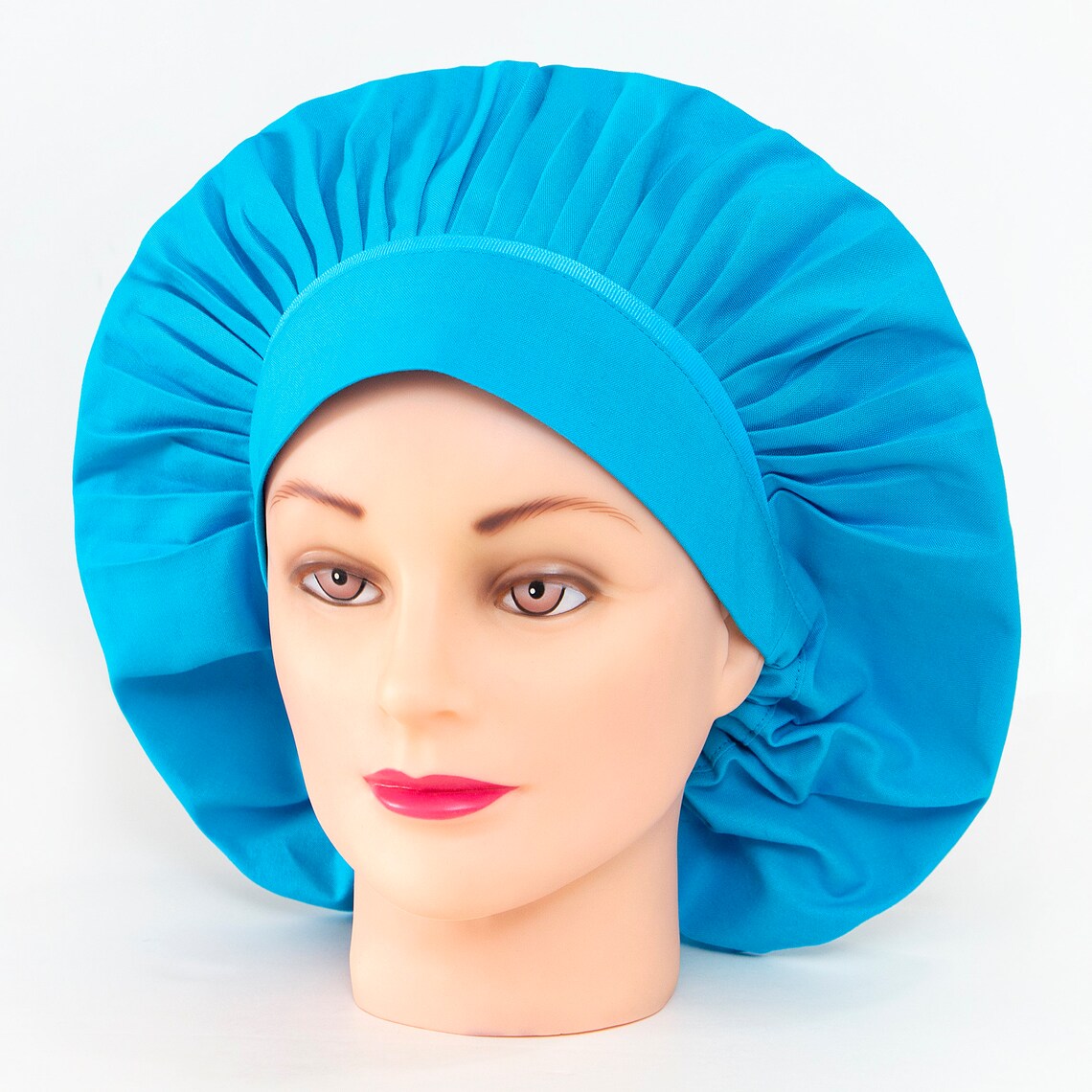 All Blue Cotton Bouffant Scrub Hat | Etsy