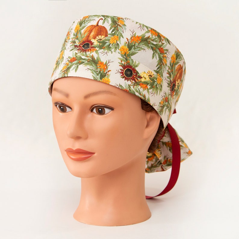 Bountiful Wreaths of Autumn - Boy Cap Ponytail Scrub Hat - Etsy