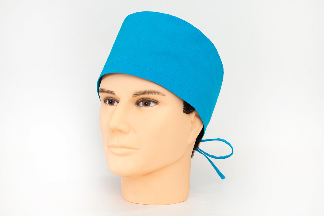 All Blue Cotton Men's Style Scrub Hat - Etsy