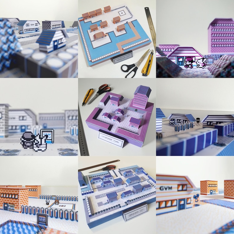 POKE CITIES 10 Printable Dioramas From Pokemon Red Blue Yellow ...