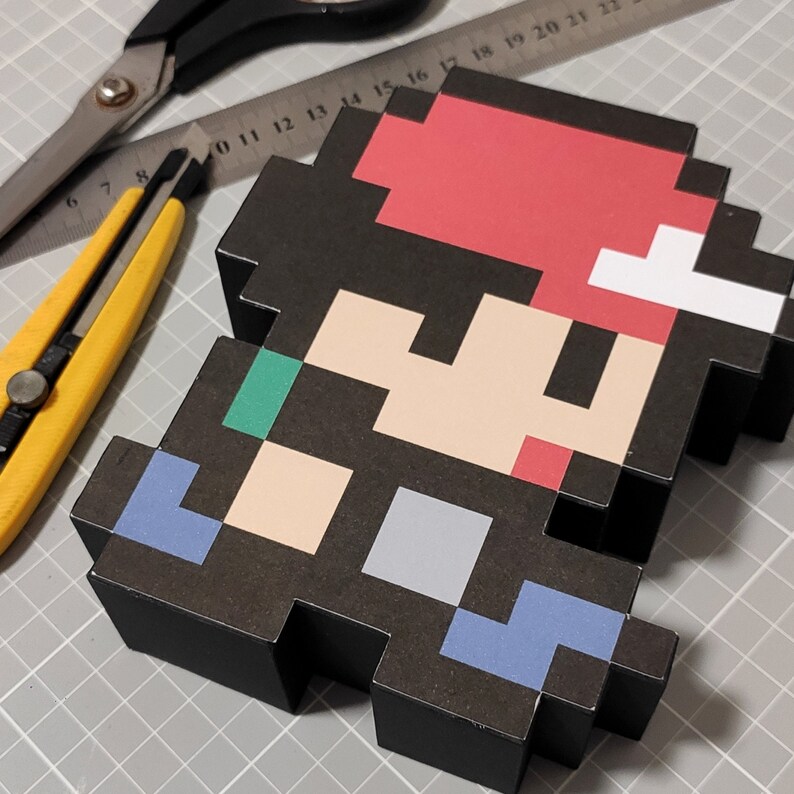 ASH and PIKACHU 3D Pixel Art Papercraft, Paper Toy, Pokemon Yellow, Red ...