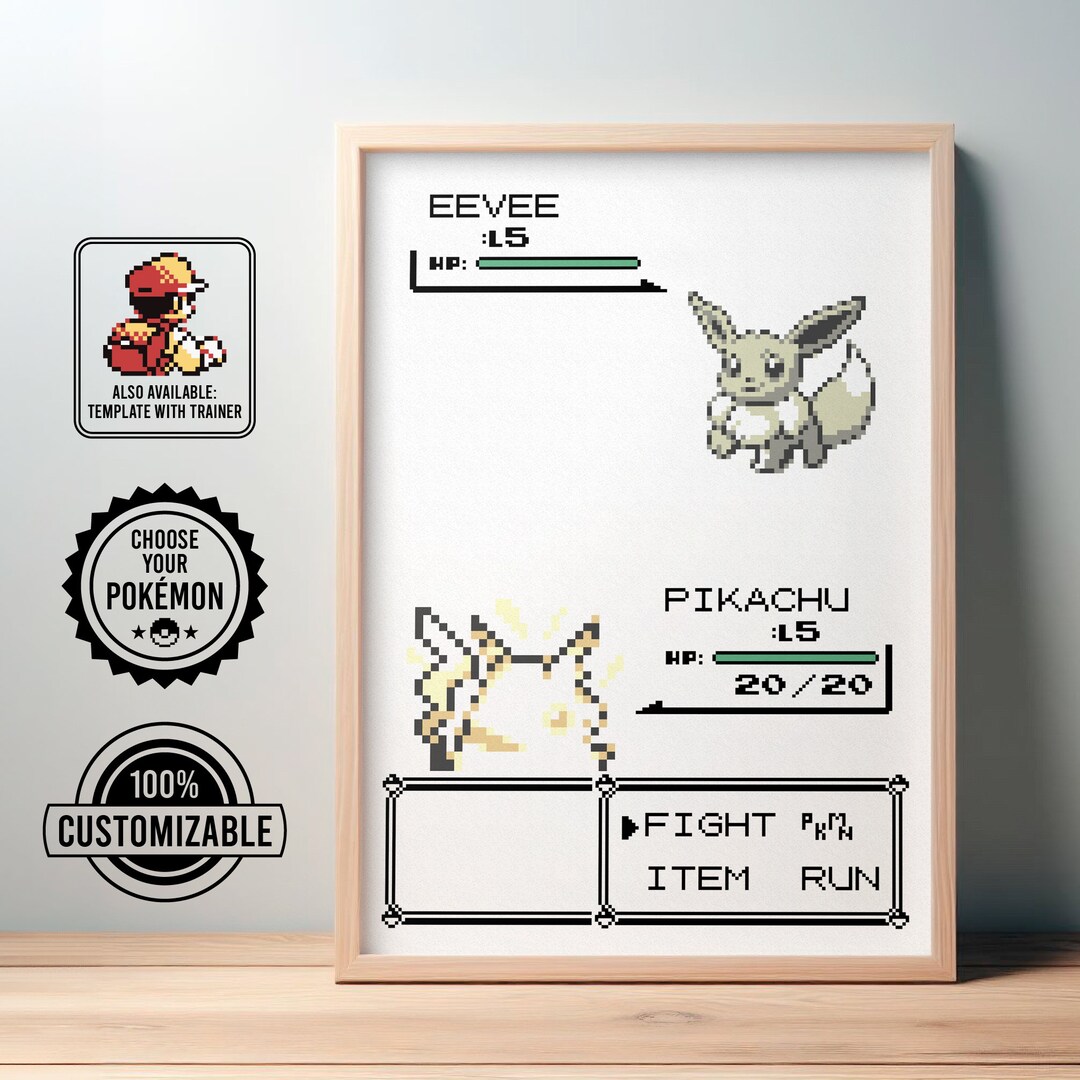 CUSTOM POKEMON Battle Printable Poster, Printable, Wall Art, Decor ...