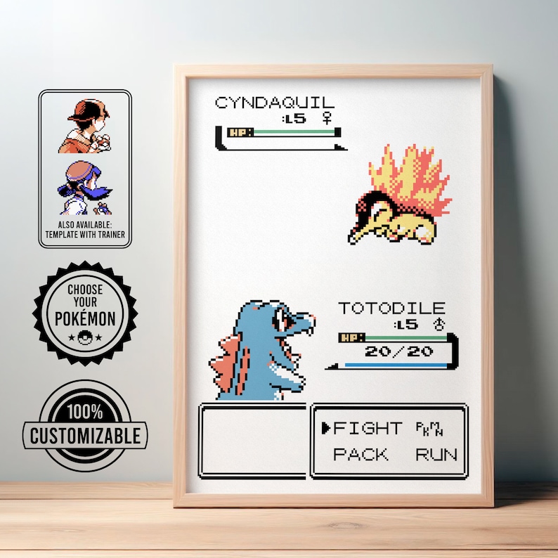 Custom Pokemon Battle Poster, GEN 2 Wall Art (digital Download) - Etsy