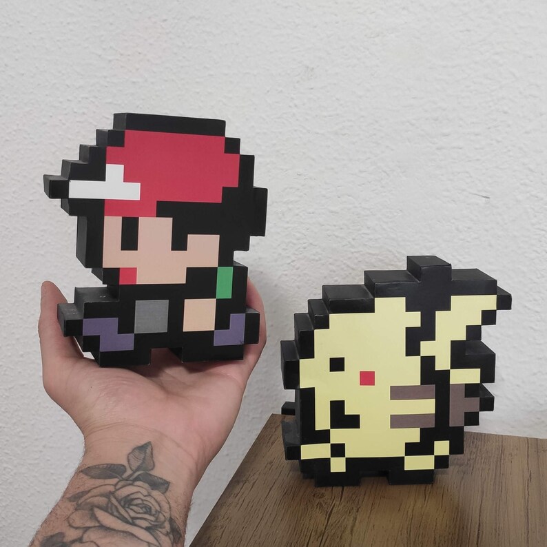 ASH and PIKACHU 3D Pixel Art | Papercraft, Paper Toy, Pokemon Yellow ...