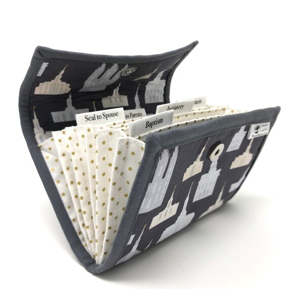 LDS Family File Card Keeper Temples on Charcoal - Etsy