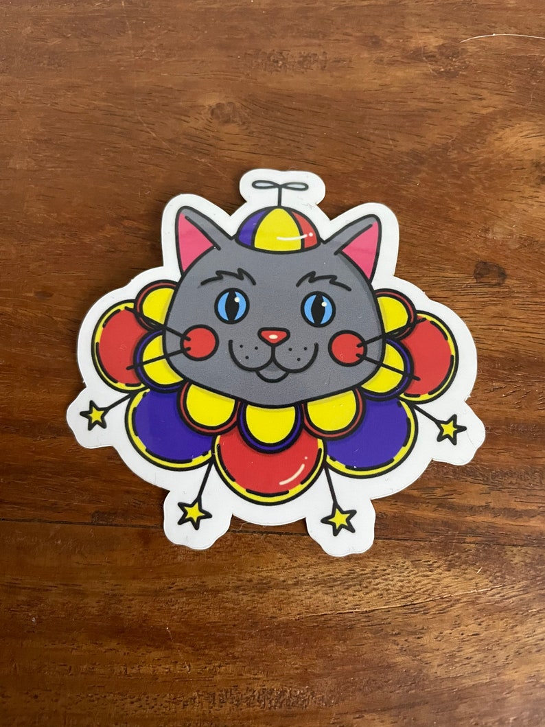 Zippy the Clown Cat Vinyl Sticker. - Etsy
