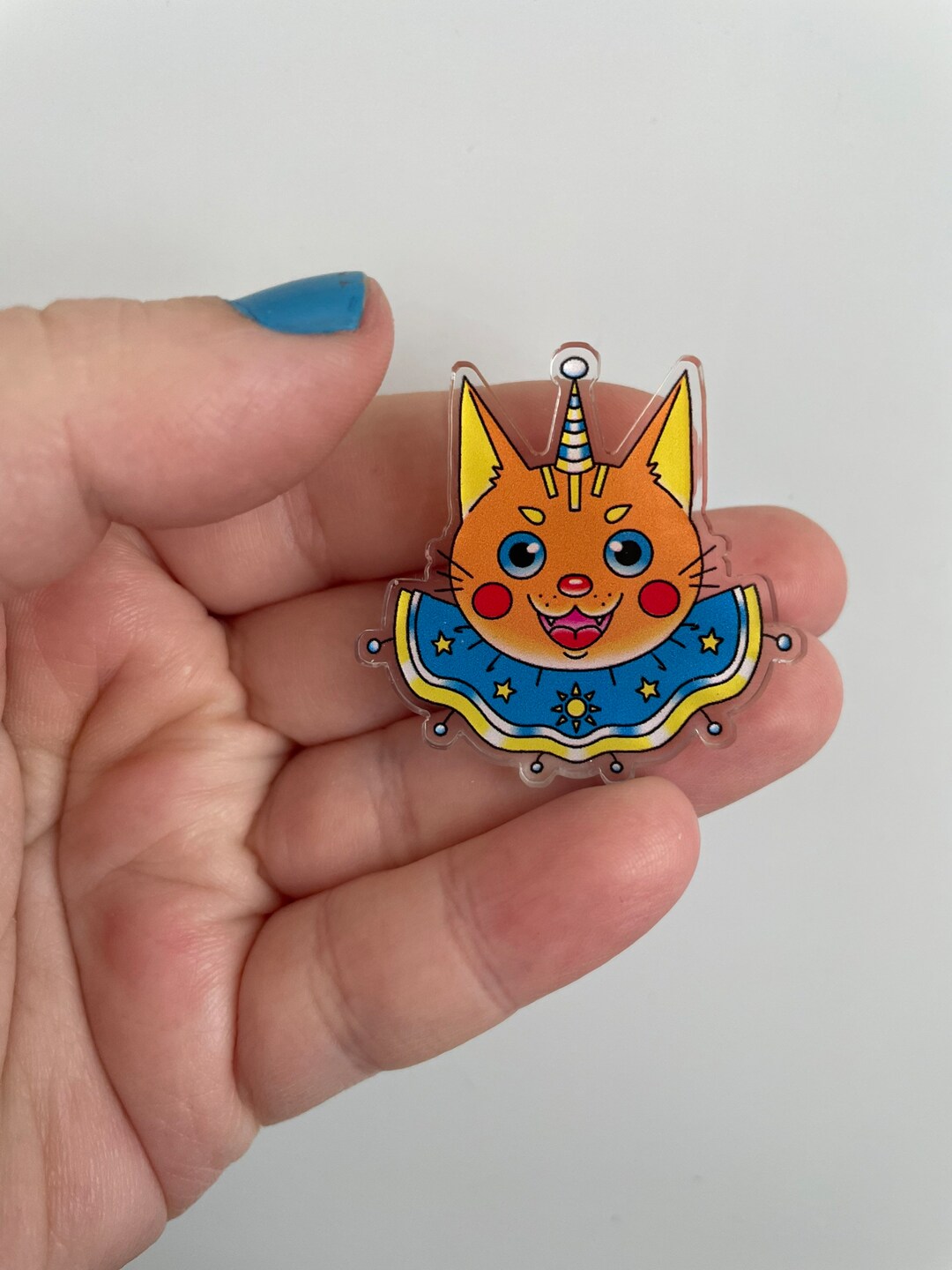 Apollo the Clown Cat Acrylic Pin - Etsy