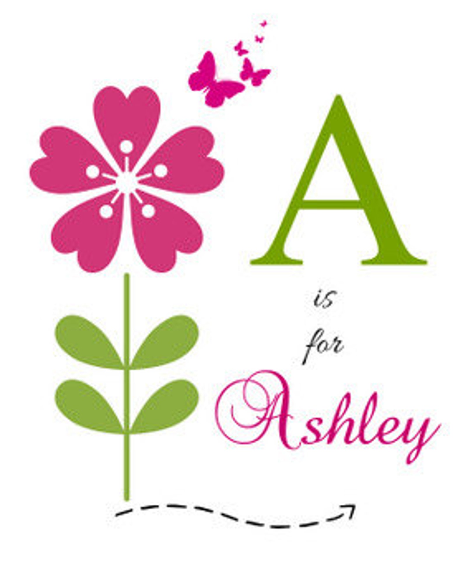 Vivero brillante colores Carta A Ashley para imprimir pared lámina 8 x ...