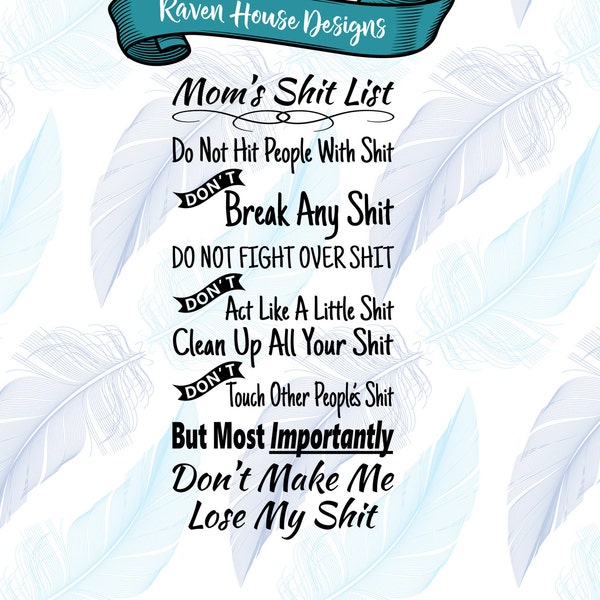 Mom's Shit List Sign - Etsy