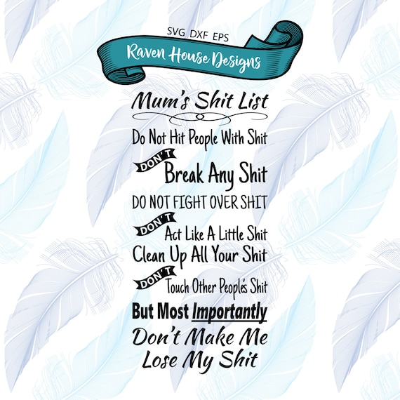 Mum's Shit List Mum's Rules Funny Sign Mum Gift | Etsy Canada
