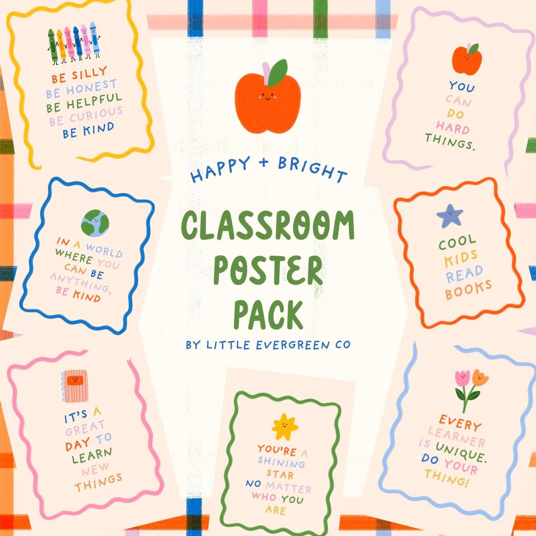 Classroom Poster Pack: Happy Bright Prints (digital Download, 5x7 ...